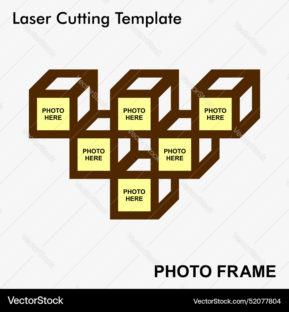 Creative 3d looking laser cut photo frame design Vector Image