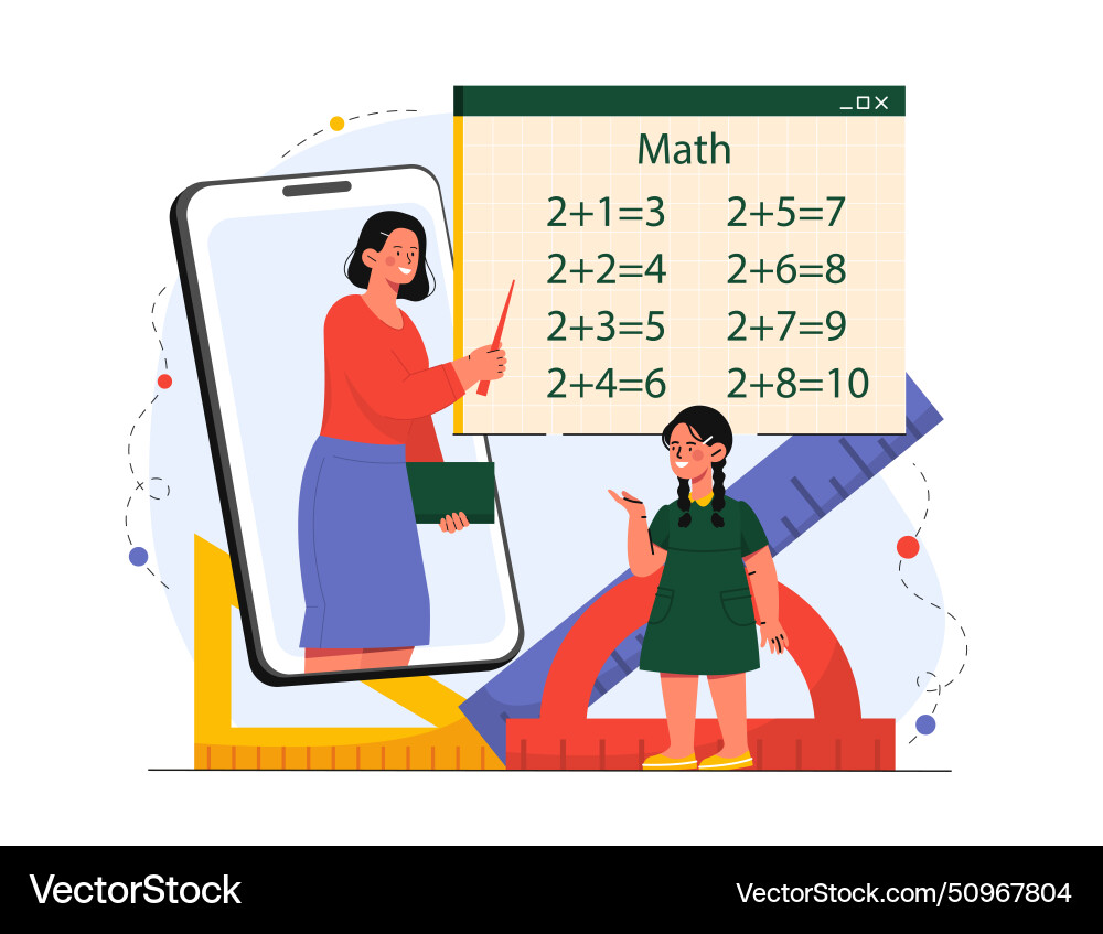 Distant math lesson concept Royalty Free Vector Image Distant math lesson concept Royalty Free Vector Image