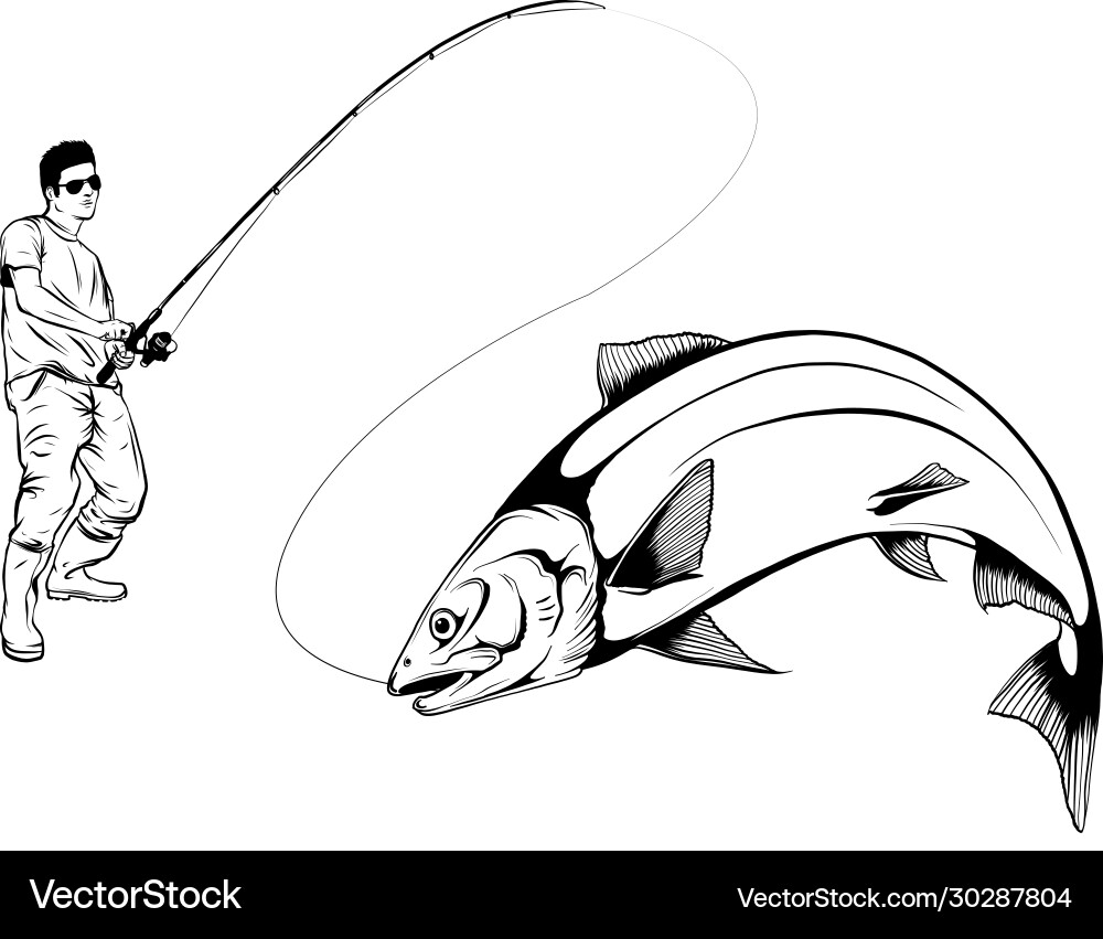 Fisherman caught fish design Royalty Free Vector Image