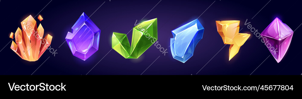 Magic gem stones diamond and jewel crystals Vector Image