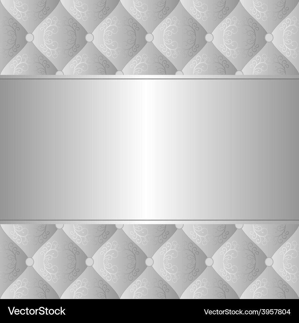 Silver background with vintage pattern and copy Vector Image