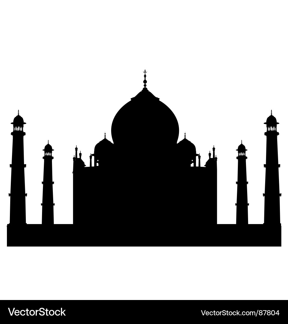 Taj mahal silhouette Royalty Free Vector Image