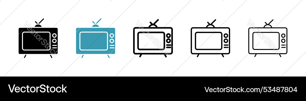 Tvline in thin line black color flat simple Vector Image