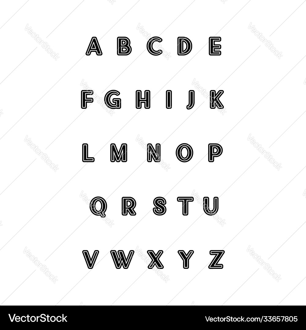 Alphabet set with double outline 11 Royalty Free Vector