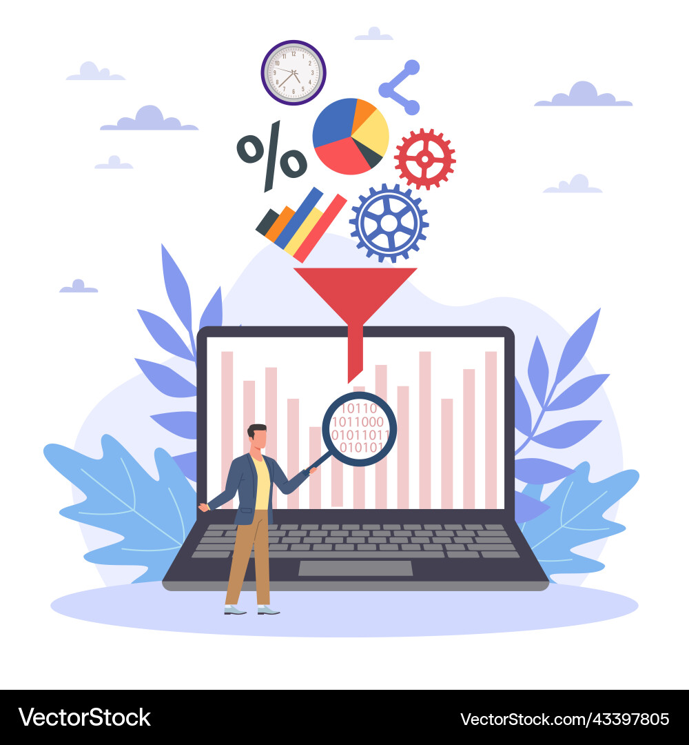 Data filter content analysis management Royalty Free Vector
