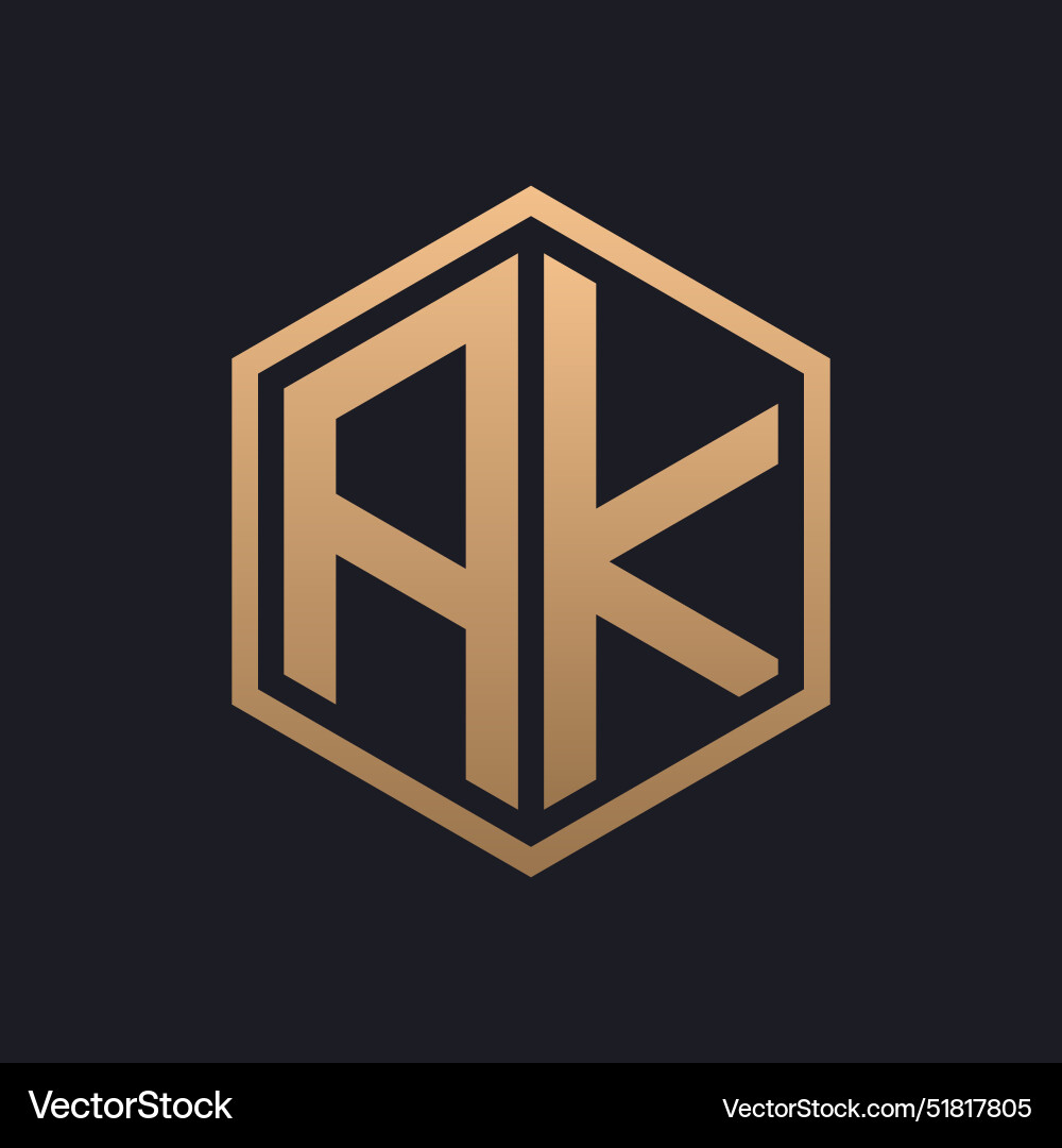 Elegant hexagon letter ak logo design initial Vector Image