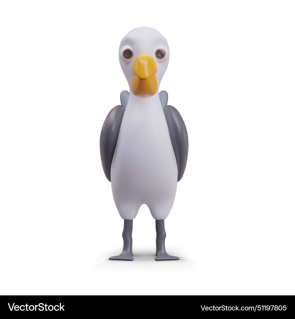 Front view realistic bird with black wings Vector Image