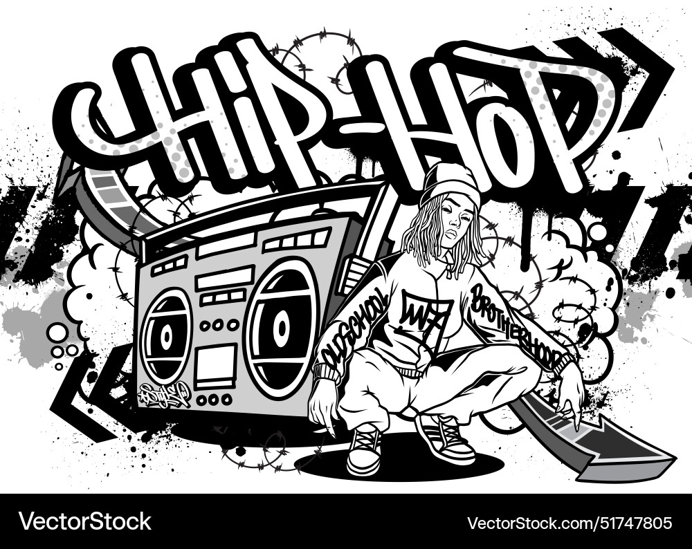 Graffiti hiphop 4 Royalty Free Vector Image - VectorStock
