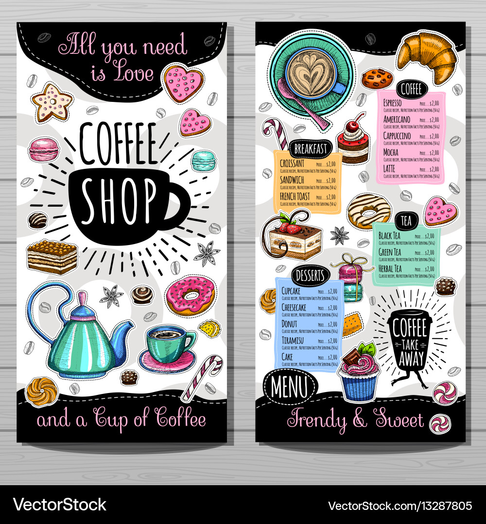 Hand drawn menu Royalty Free Vector Image - VectorStock