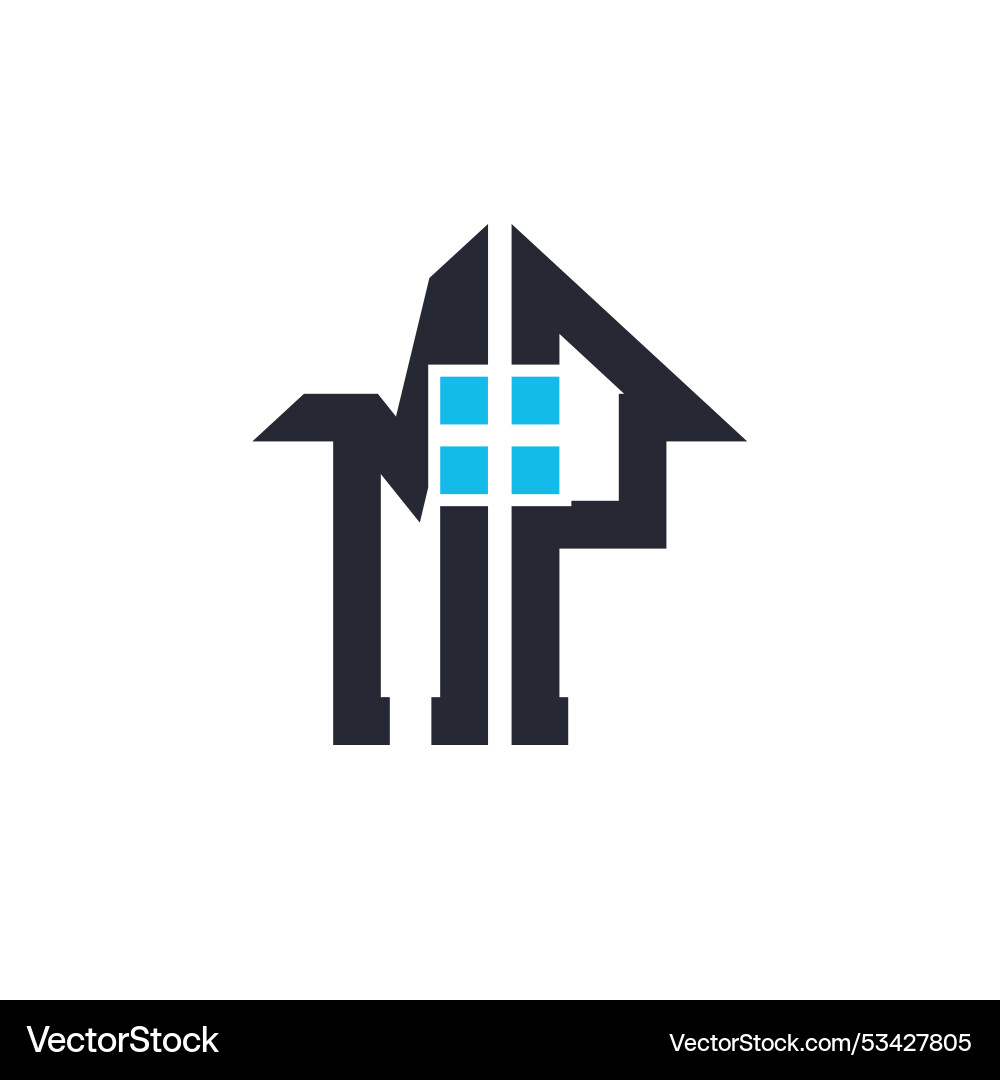 Initials mp house logo design creative letter mp Vector Image