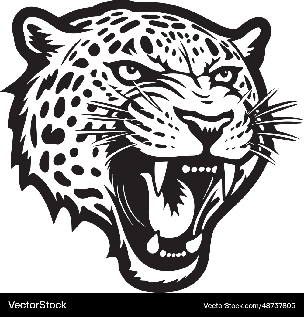 Leopard Head Icon - Black & White Royalty Free Vector