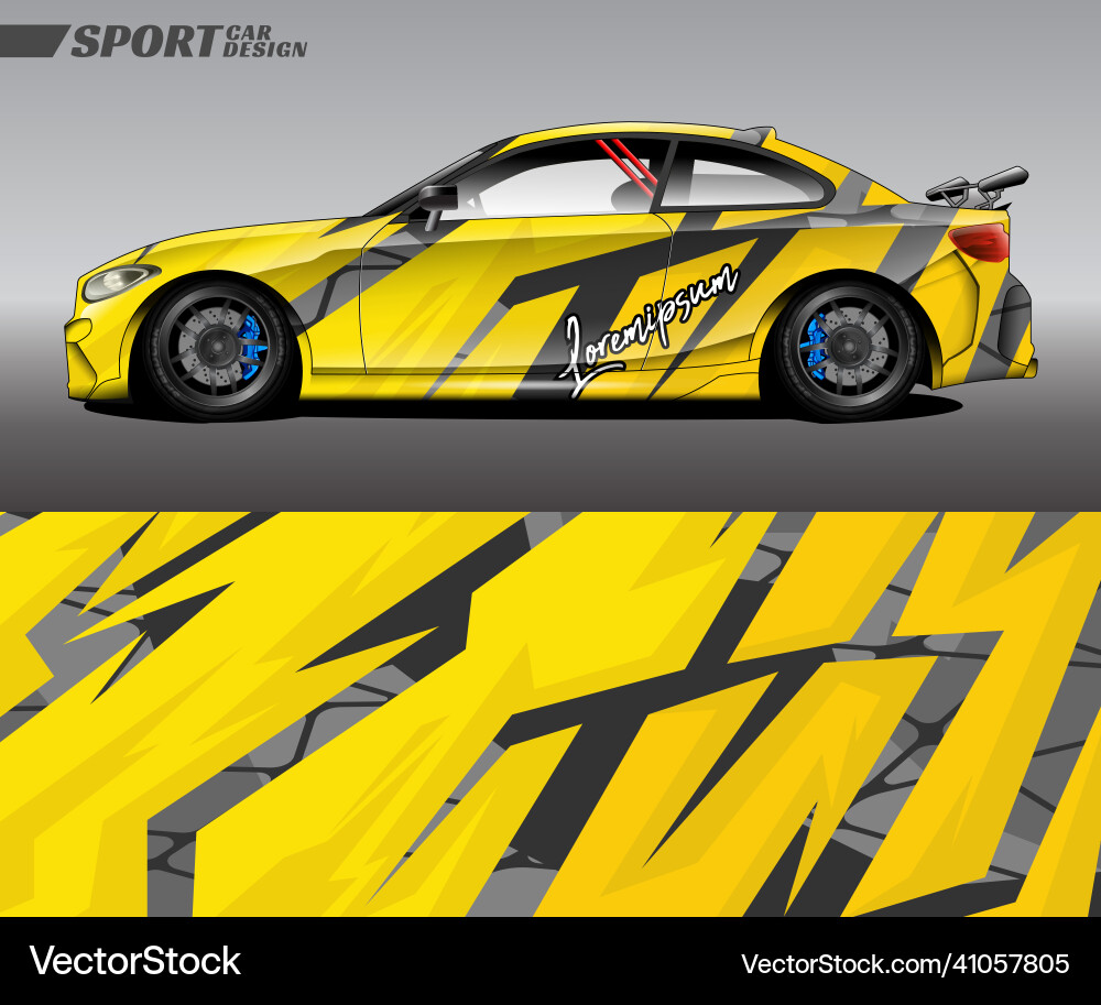 Racing car wrap design with special texture style Vector Image