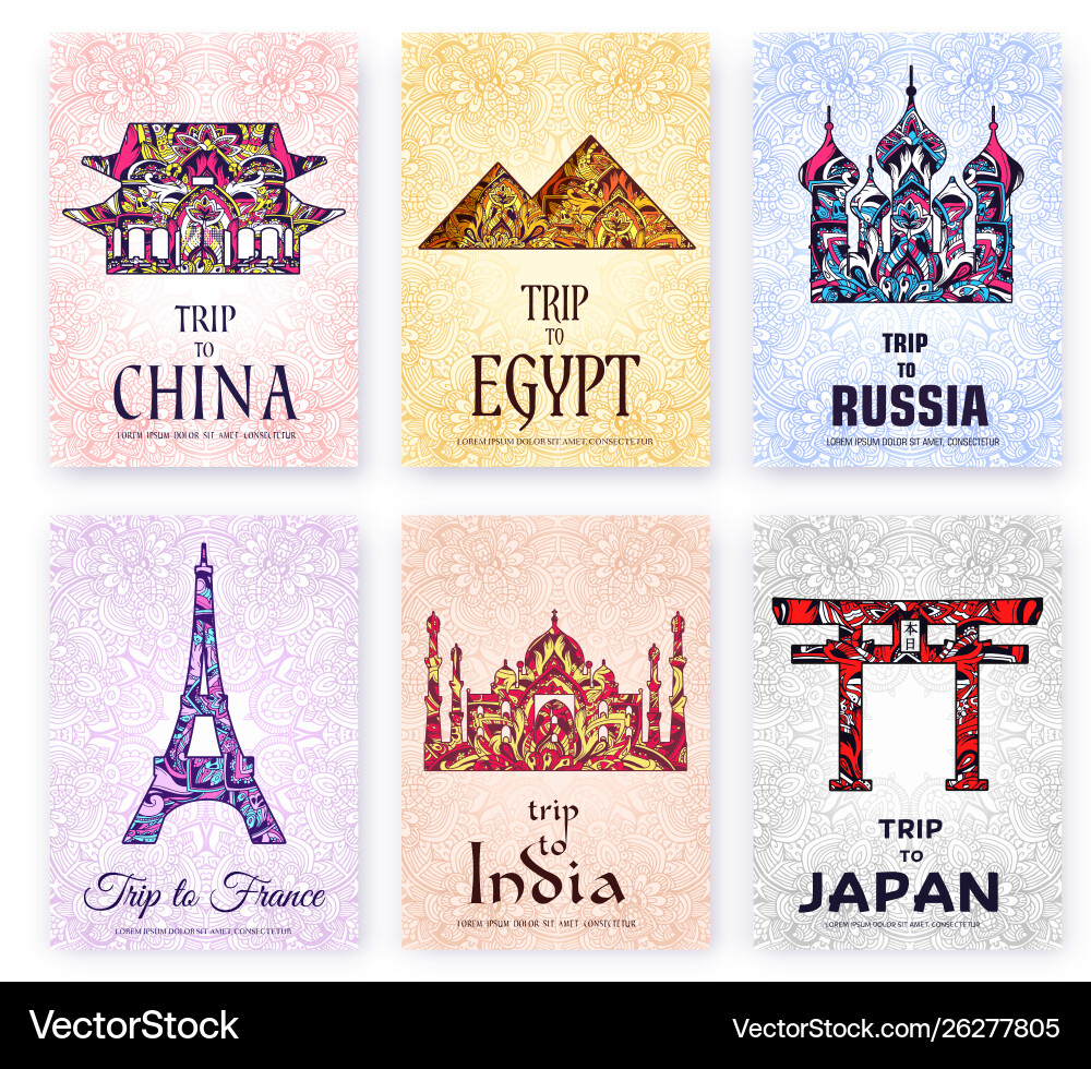 Set cards with ornamental silhouettes Royalty Free Vector