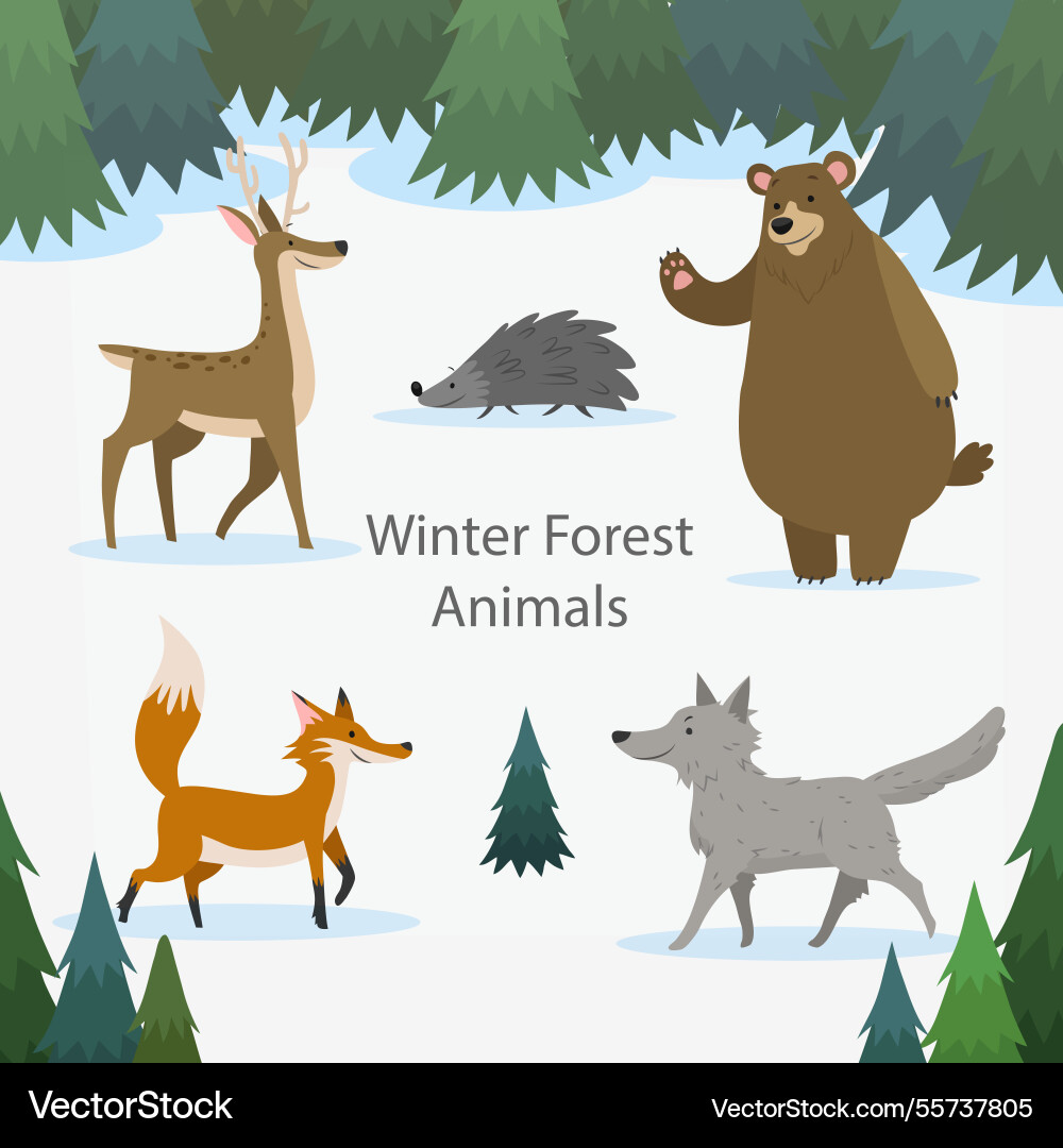 Set of hand drawn forest animals Royalty Free Vector Image