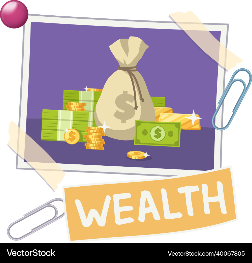Wealth vision board composition Royalty Free Vector Image