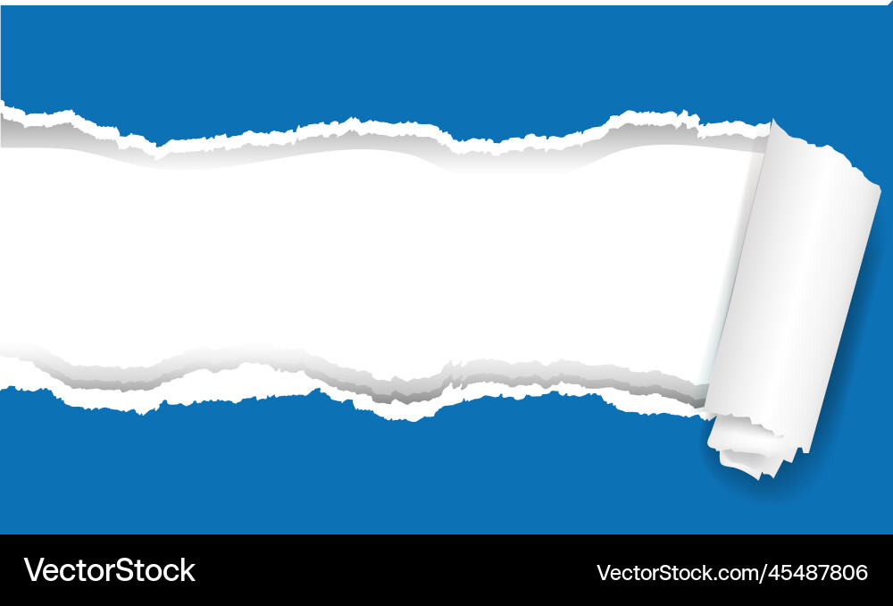 Blue ripped paper with white background Royalty Free Vector