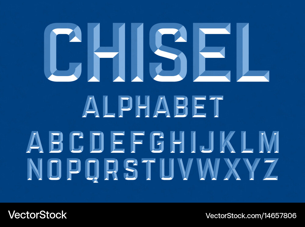 Chiseled alphabet letters set Royalty Free Vector Image