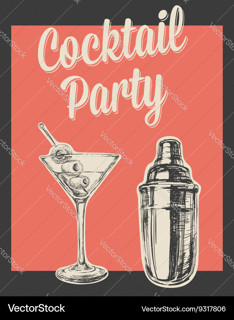 Cocktail party invitation poster Royalty Free Vector Image
