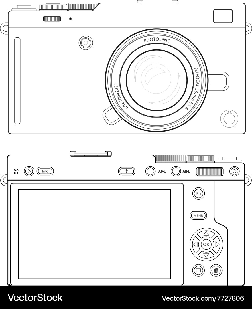 Dslr camera outline Royalty Free Vector Image - VectorStock