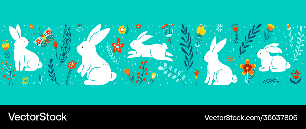 Easter Bunny Seamless Border Royalty Free Vector Image