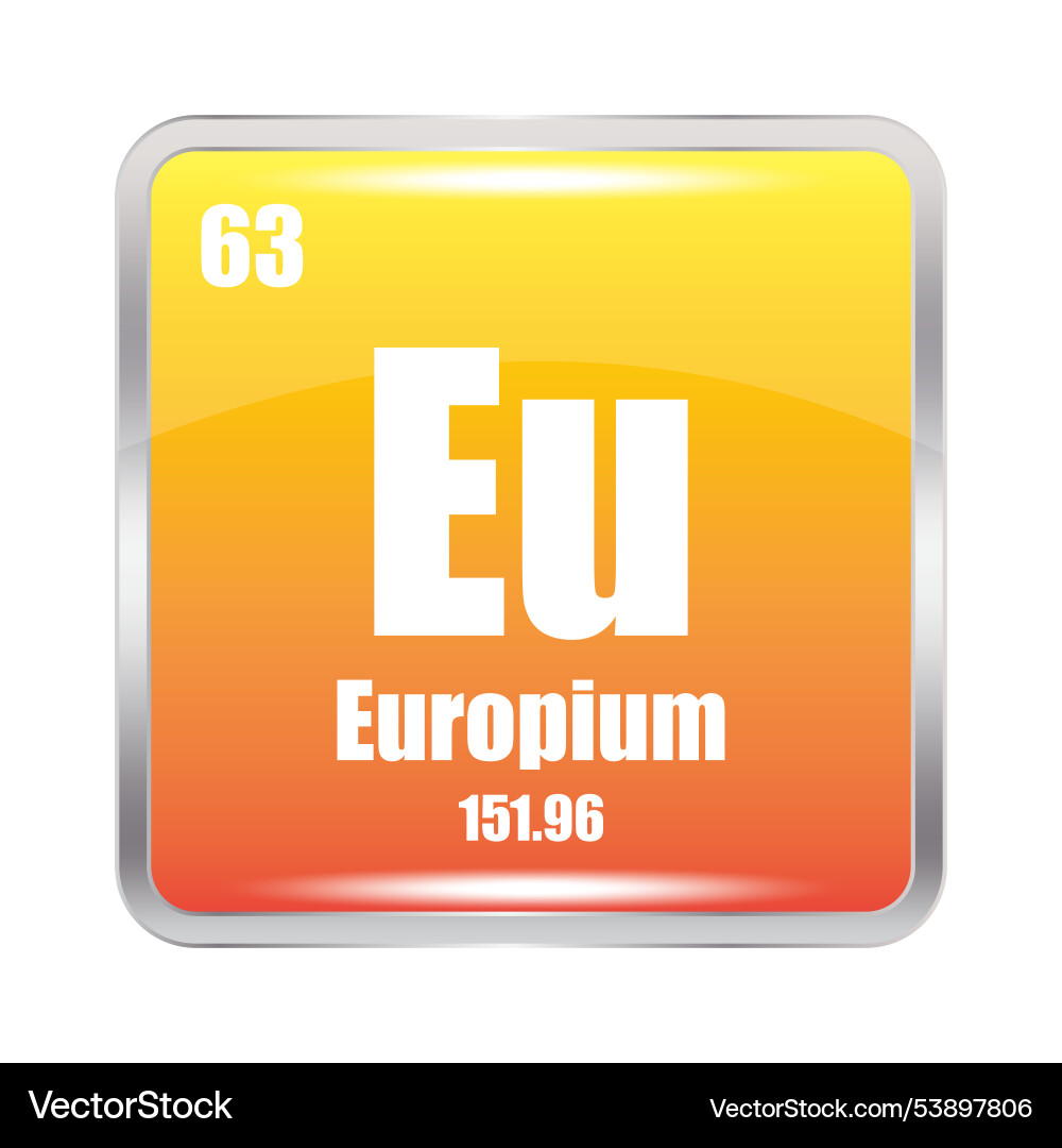 Europium icon eu chemical element atomic number Vector Image