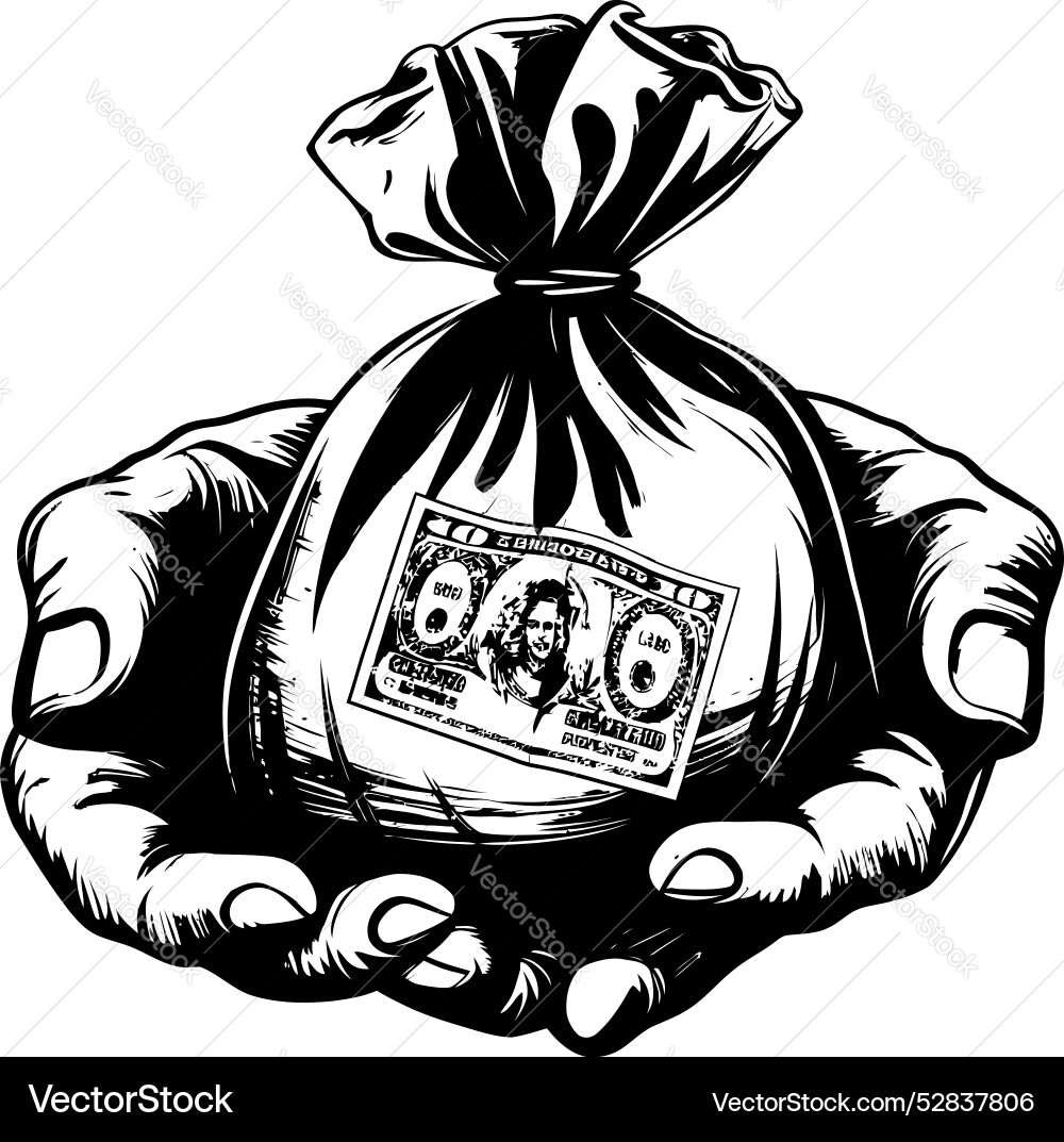 Money grip handheld bag logo secure wealth Vector Image