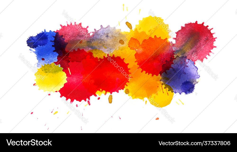 Multi colored ink blots isolated on white Vector Image