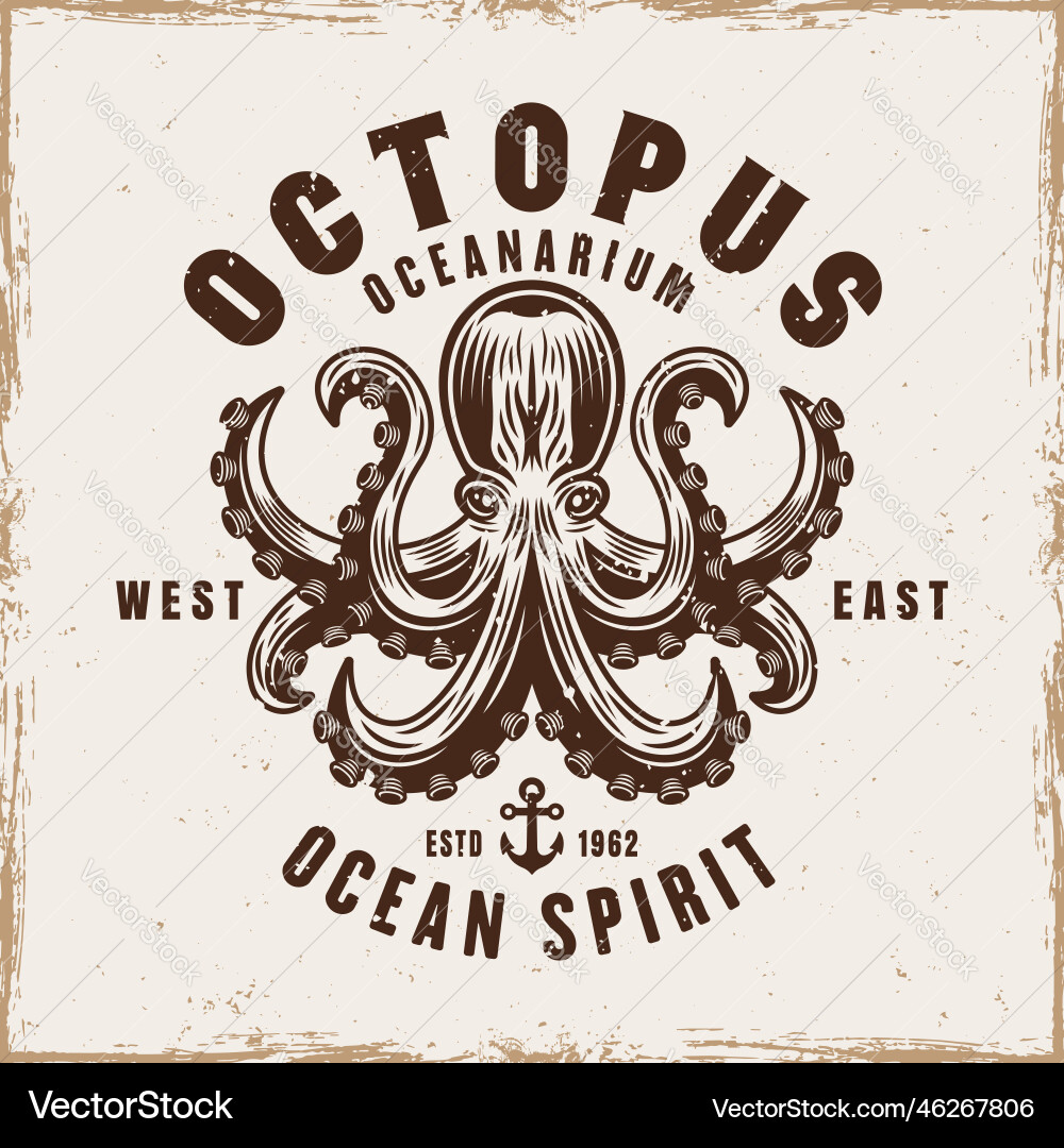 Octopus emblem logo badge label Royalty Free Vector Image