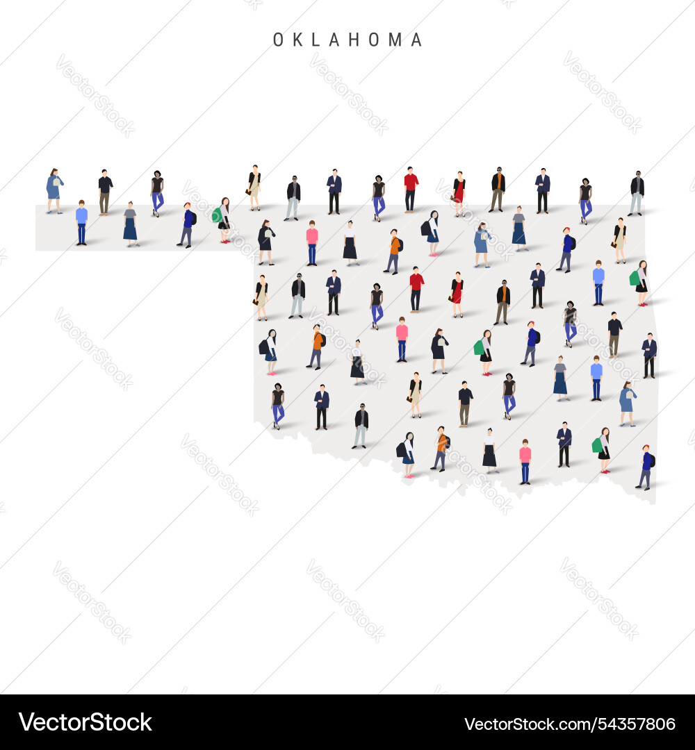 Oklahoma us state population map large group of Vector Image