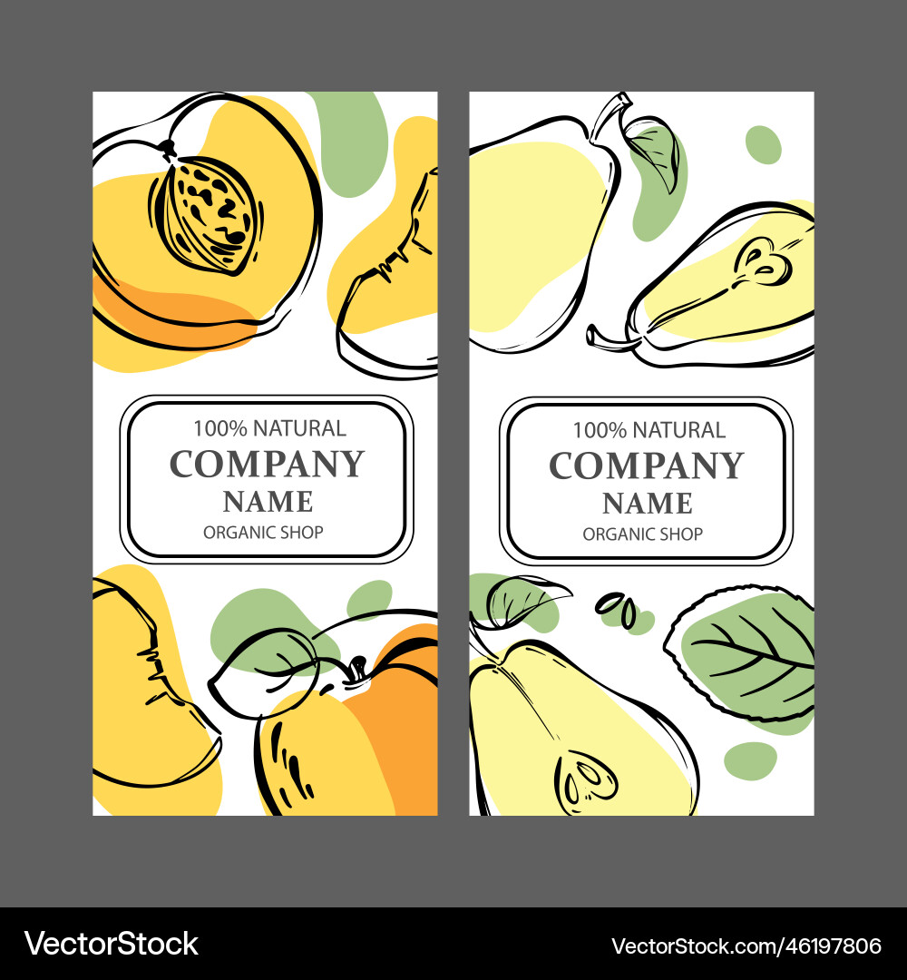 Pear peach labels vertical sketch Royalty Free Vector Image