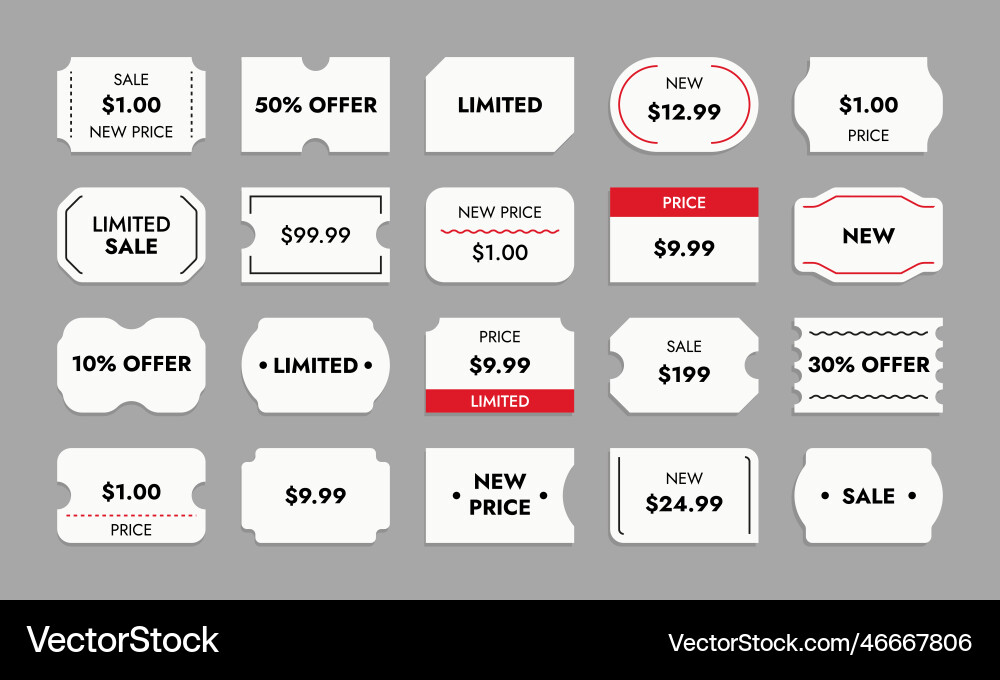 Price Tag Stickers Mockup Royalty Free Vector Image