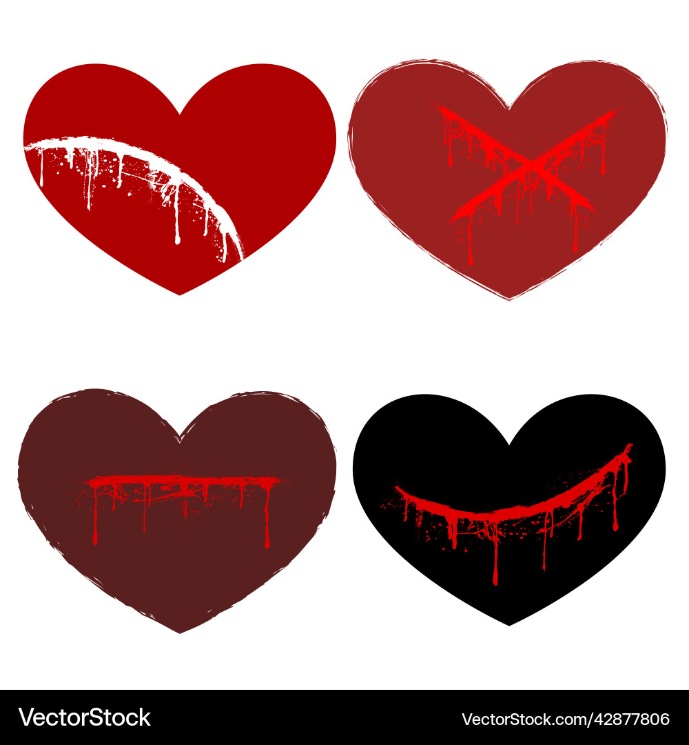 Scratched claws blood surface heart Royalty Free Vector
