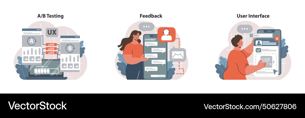 Ux design set flat Royalty Free Vector Image - VectorStock