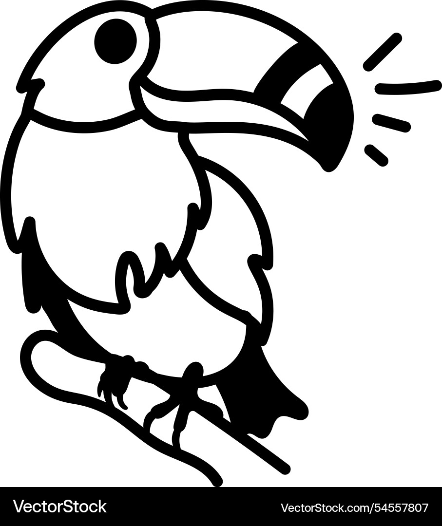 Basic a hand drawn icon of toucan bird Royalty Free Vector