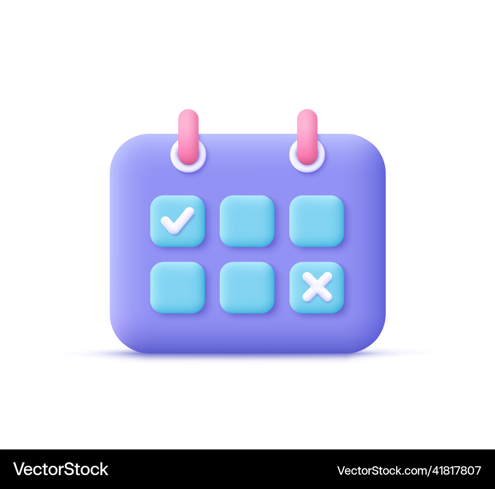 Calendar with rings and marked date time Vector Image