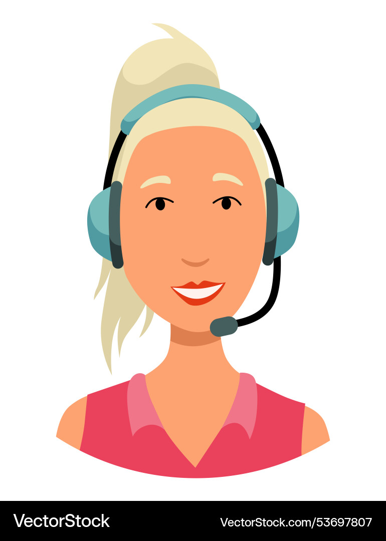 Call center operator avatar with headphone online Vector Image