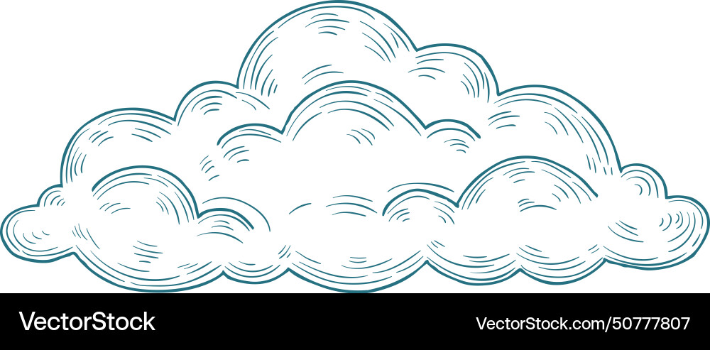 Cloud line drawing blue ink sky element Royalty Free Vector