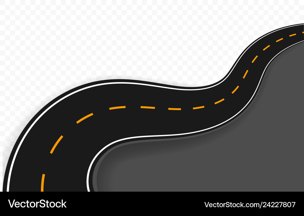 Curved road with markings Royalty Free Vector Image