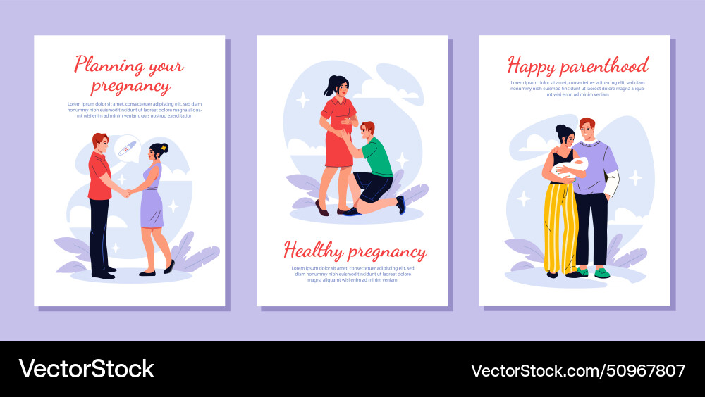 Family planning posters set Royalty Free Vector Image