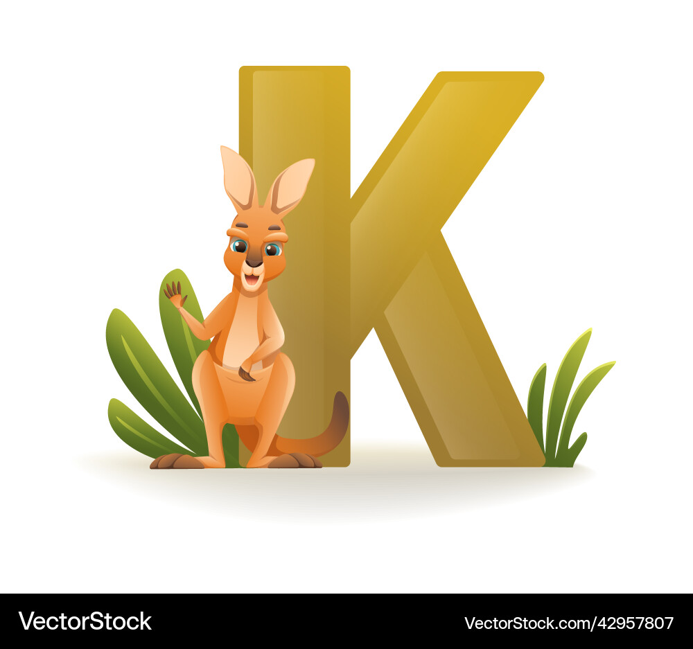 Kangaroo letter cartoon Royalty Free Vector Image
