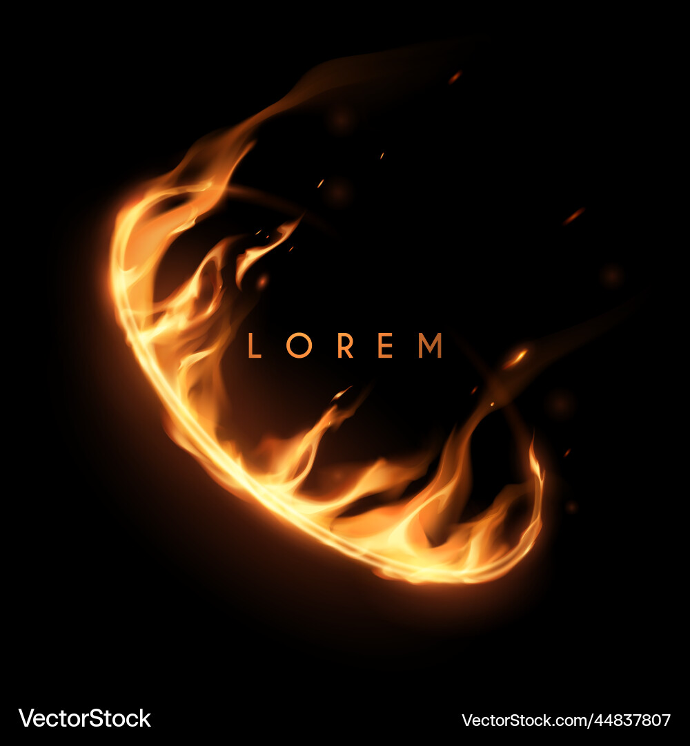 Light ring with fire flames effect Royalty Free Vector Image