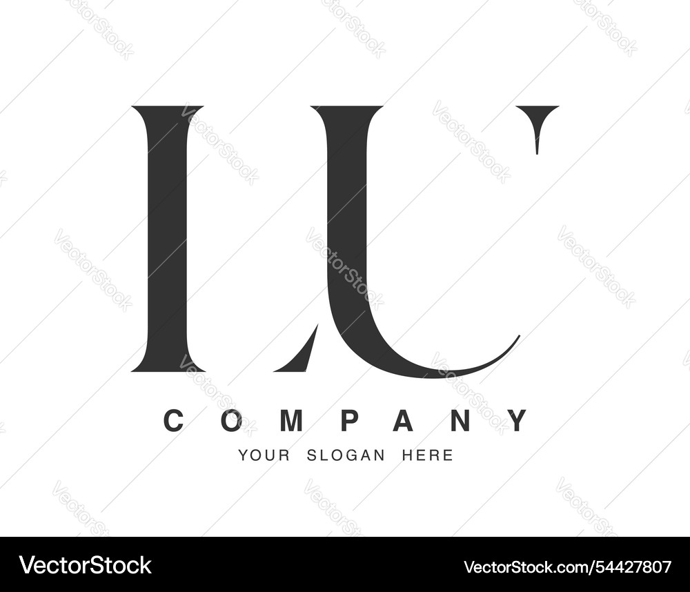 Lu logo design initial letter l and u serif font Vector Image