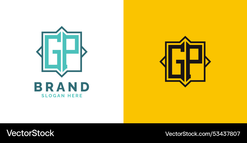 Modern gp monogram logo design initial letter gp Vector Image