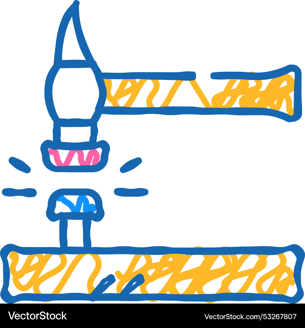 Nail hammering icon doodle Royalty Free Vector Image