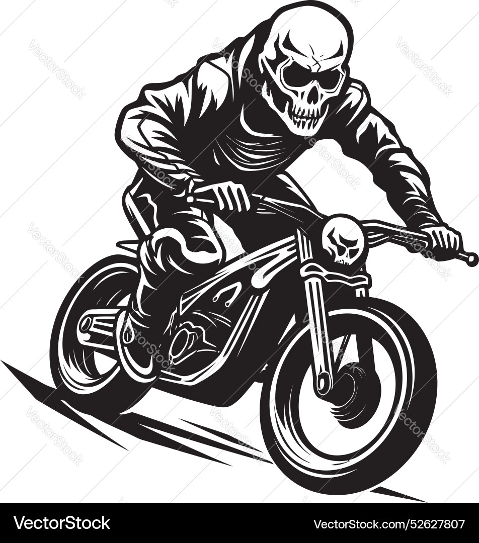 Phantom bikers skull motorbike logo infernal Vector Image