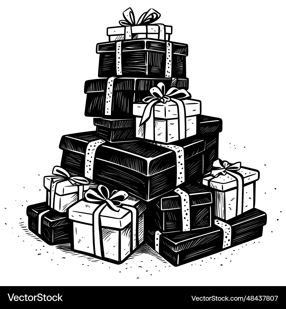 Pile of gifts Royalty Free Vector Image - VectorStock