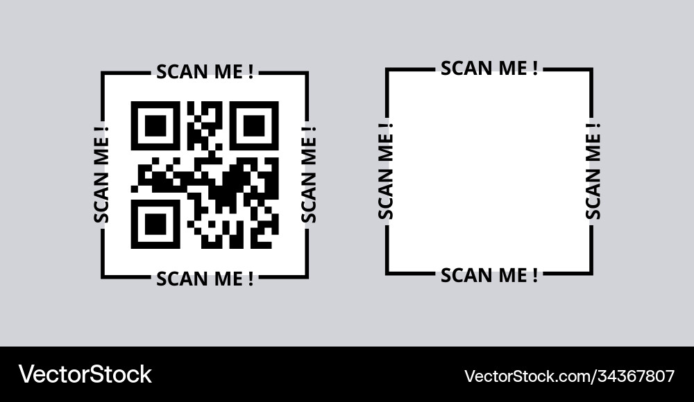 Scan me qr template digital capturing code Vector Image