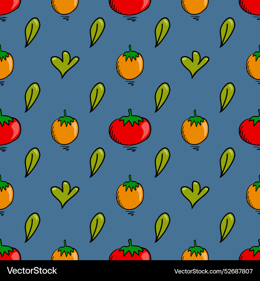 Seamless pattern with cartoon vegetables Vector Image