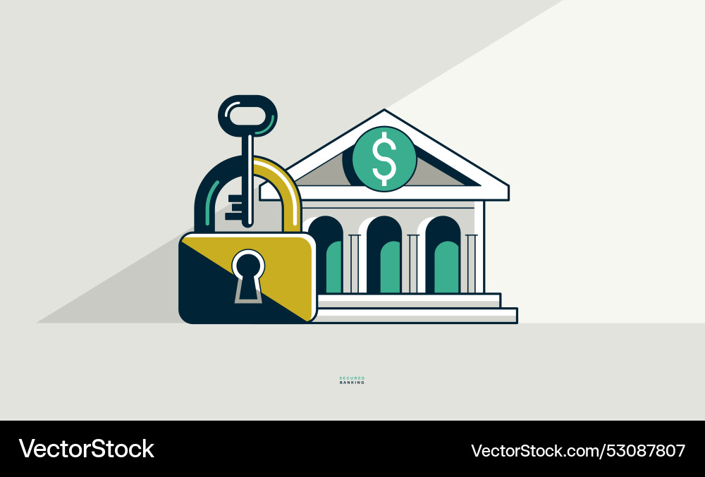 Secured banking concept poster bank building Vector Image