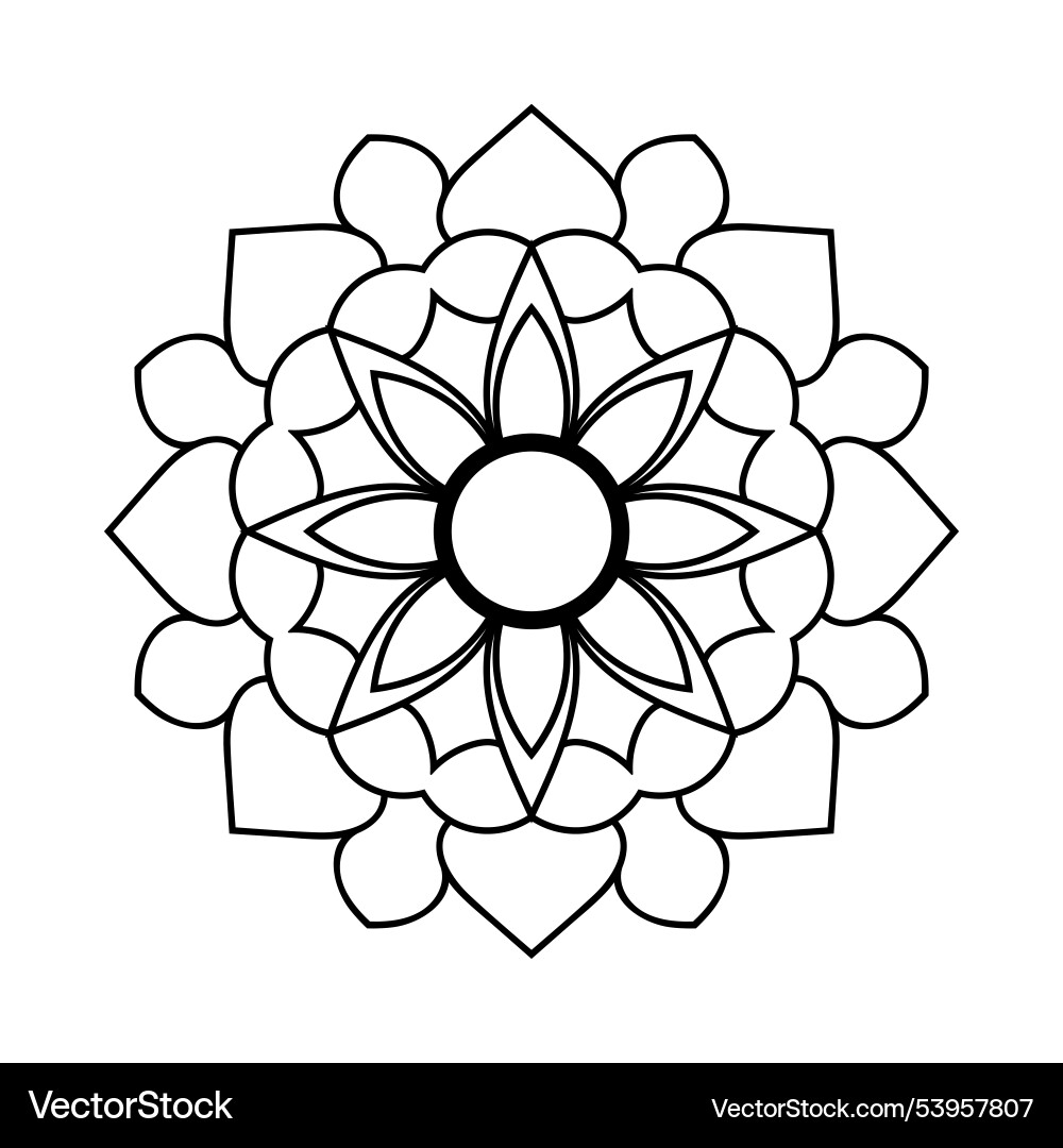 Simple geometric mandala design for coloring book Vector Image